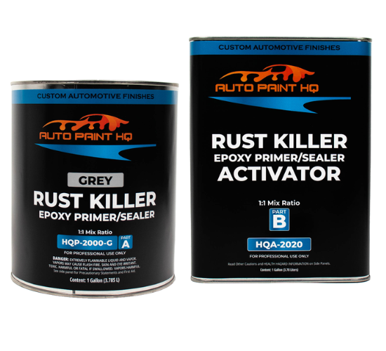 Rust Killer Epoxy Primer Sealer DTM Gallon Kit Gray, Black, or White – Auto Paint HQ