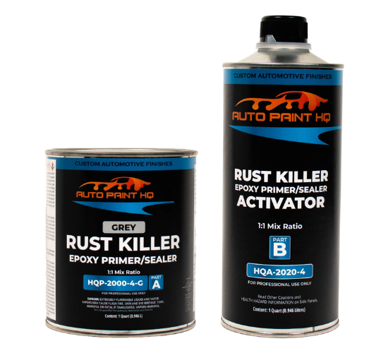 Rust Killer Epoxy Primer Sealer DTM Quart Kit Gray, Black, or White ...
